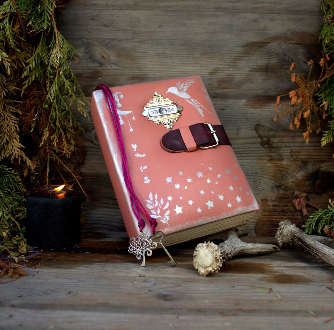 Pink Book of Shadows, Pink Leather Blank Journal, New Witch Diary ...