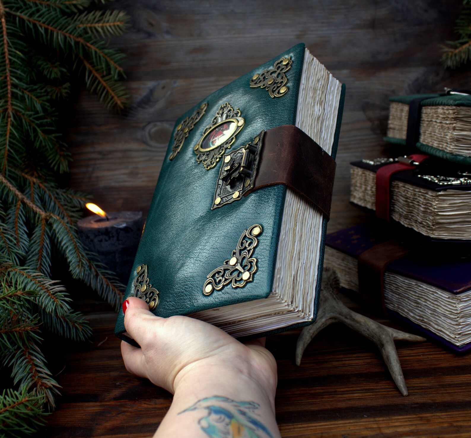 Antique Leather Blank Journal for a Witch, Witchcraft Spell Book ...