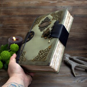 Thick Green Witch Grimoire ,book of Shadows Handmade,locking Diary 400 ...