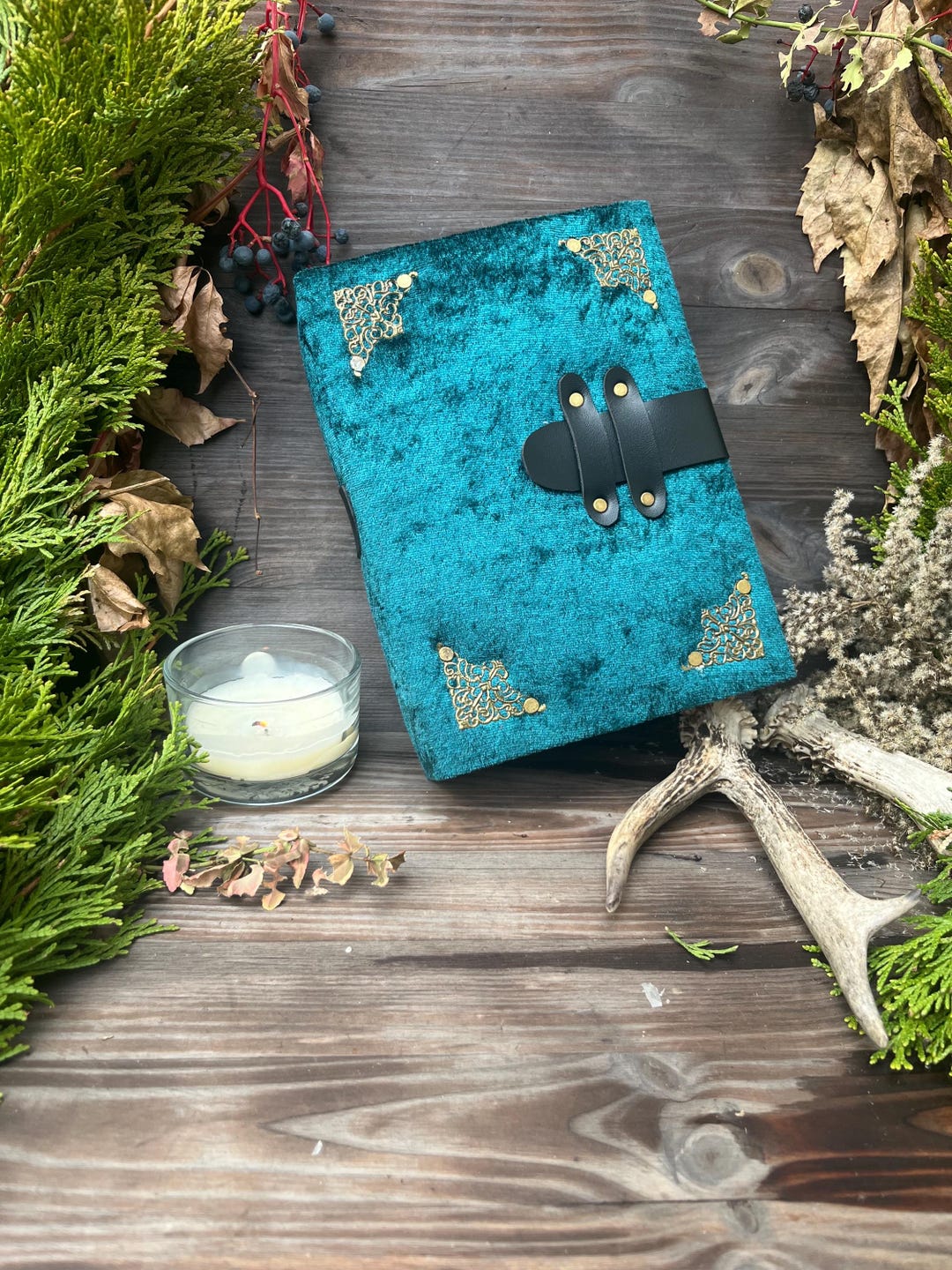 Handmade Book of Shadows Journal, Handmade Journal Velvet, Grimoire ...