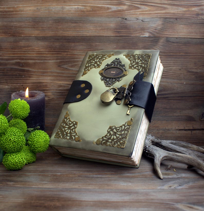 Handmade Leather Grimoire, Witchcraft Book of Shadows, Antique Style - Etsy