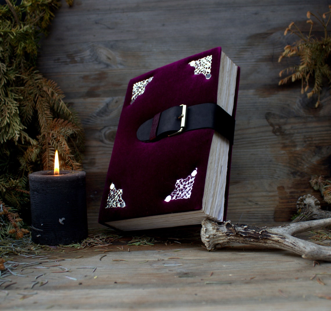 Handmade Book of Shadows Journal, Handmade Journal Velvet, Grimoire ...