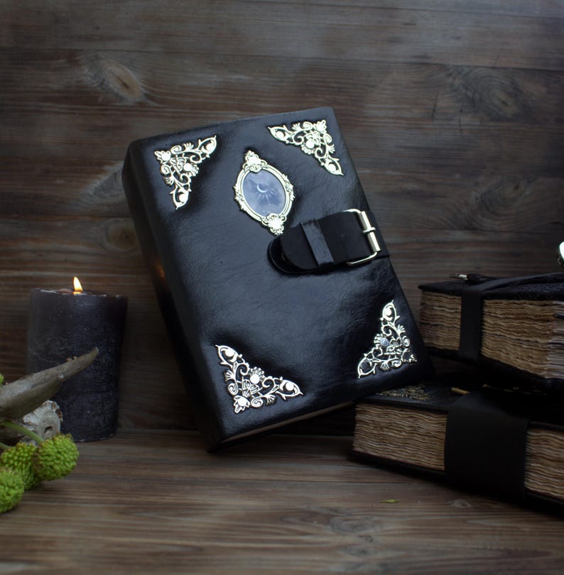 Handmade Leather Grimoire, Book of Shadows, Vintage Witchcraft Journal ...