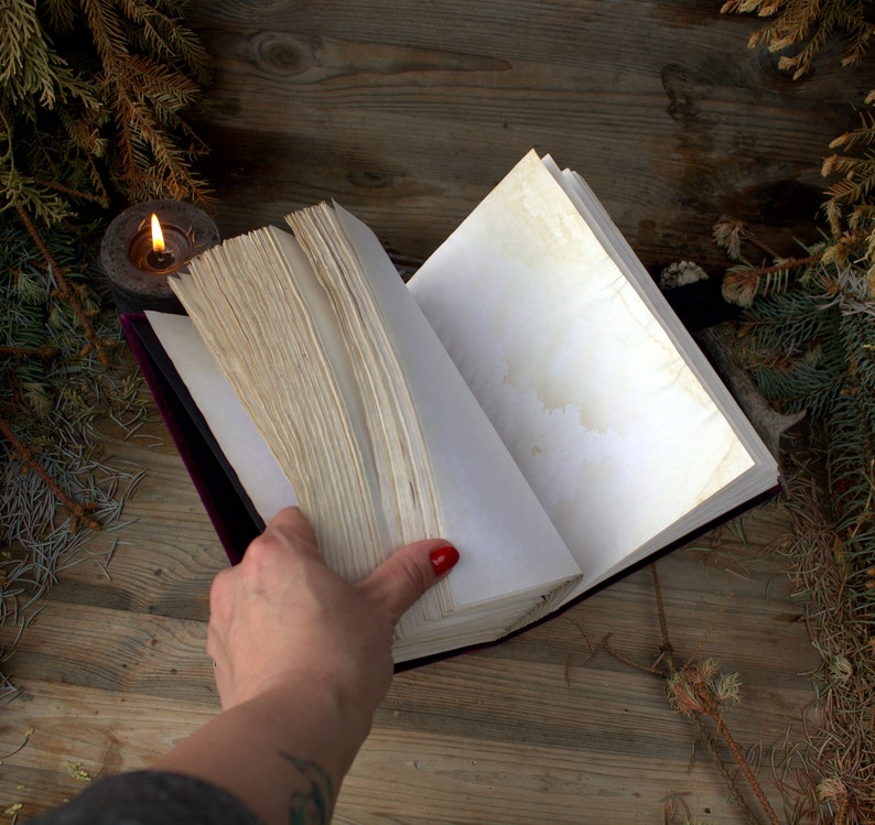 Handmade Book of Shadows Journal, Handmade Journal Velvet, Grimoire ...