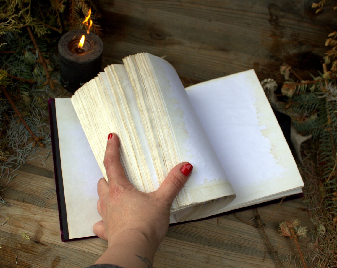Handmade Book of Shadows Journal, Handmade Journal Velvet, Grimoire ...