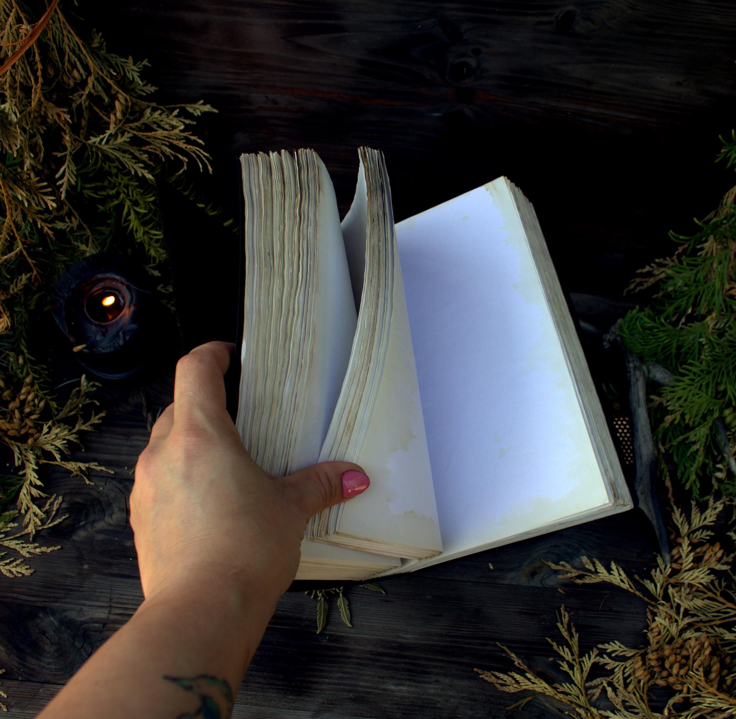 Locking Leather Grimoire Journal, Book of Shadows, Antique Style - Etsy