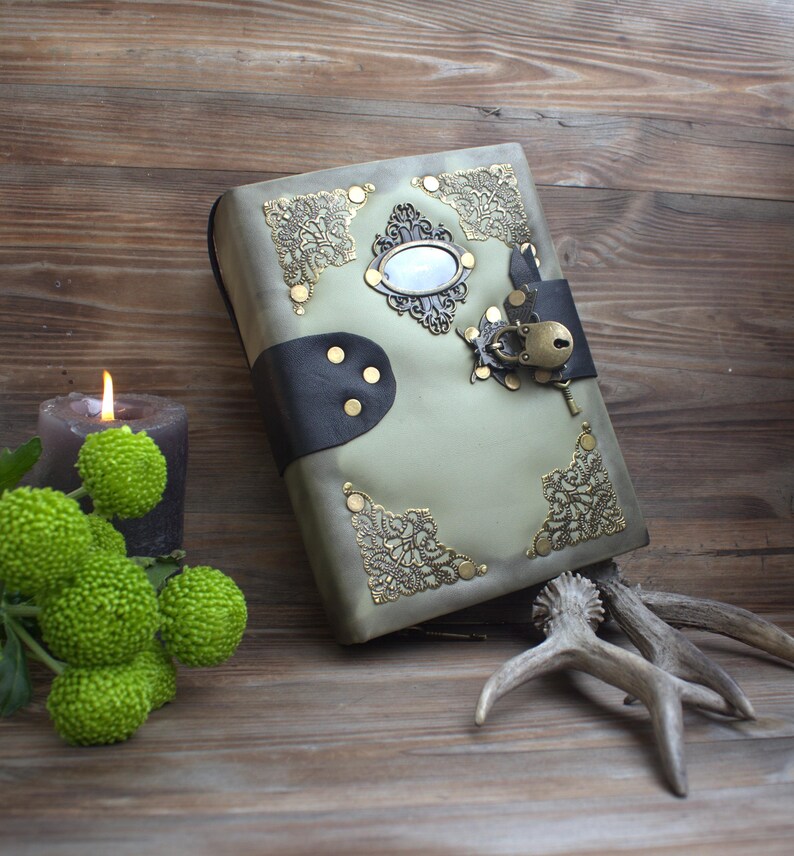 Handmade Leather Grimoire, Witchcraft Book of Shadows, Antique Style - Etsy