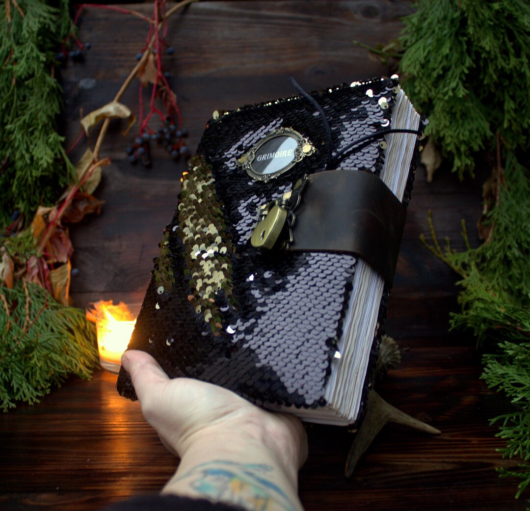 Aged Handmade Notebook Dreamy for Stories, Antique Large Grimoire,black ...