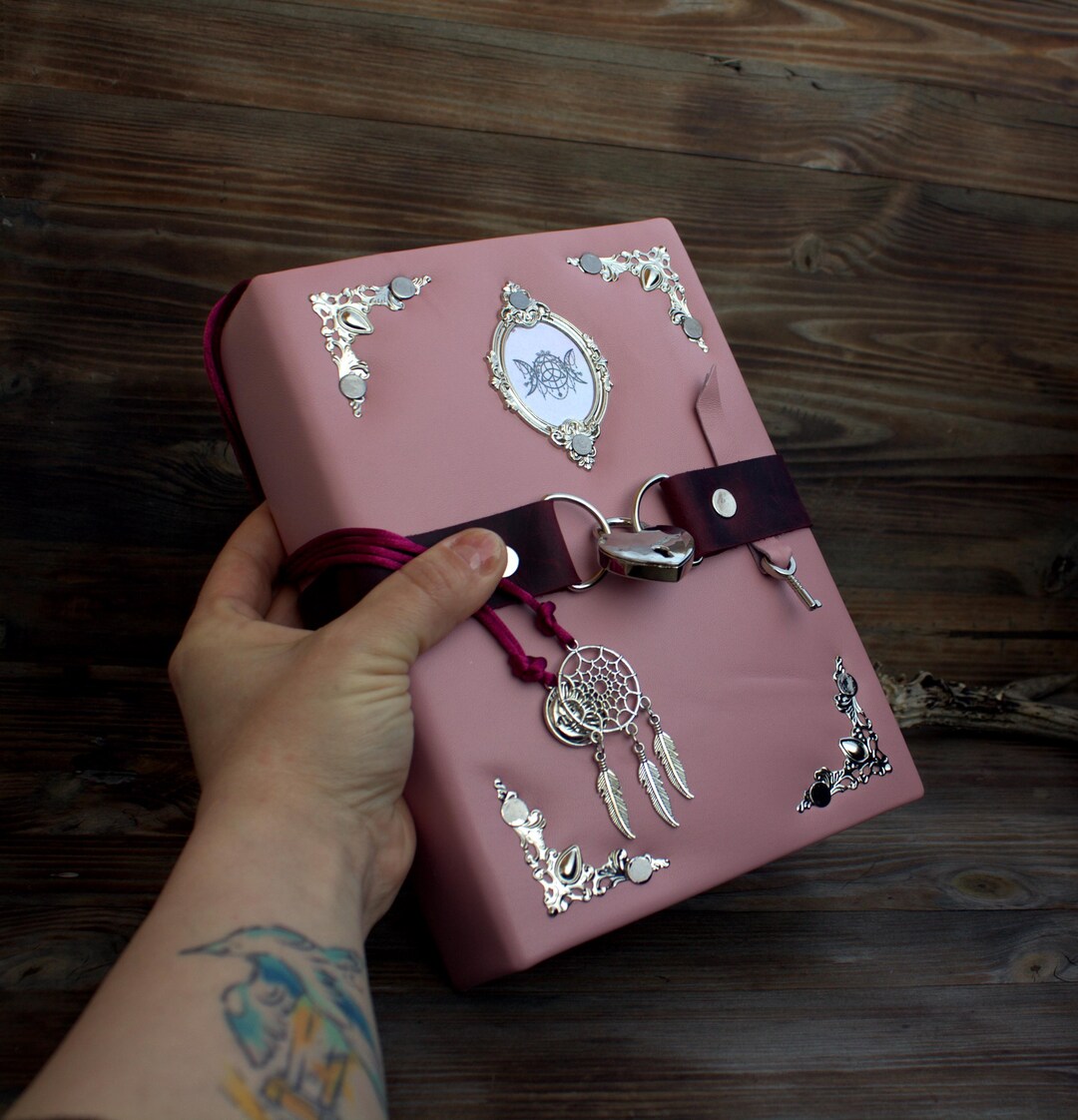 Pink Book of Shadows, Pink Leather Blank Journal, New Witch Diary, ,pink Grimoire , Leather Pink ...