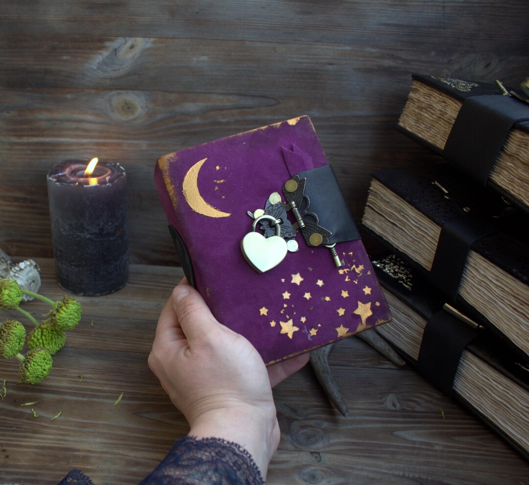 Grimoire Journal With Fairy Lock and Key, Witchy Junk Journal With Lock ...