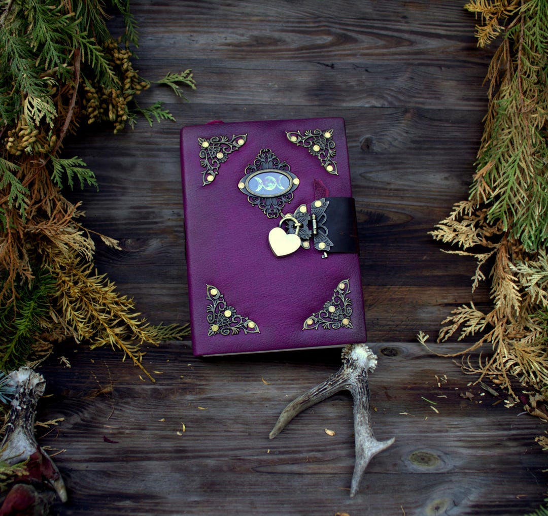 Pink Grimoire Journal With Lock and Key, Purple Locked Notebook,journal Lock Vintage, Locking ...