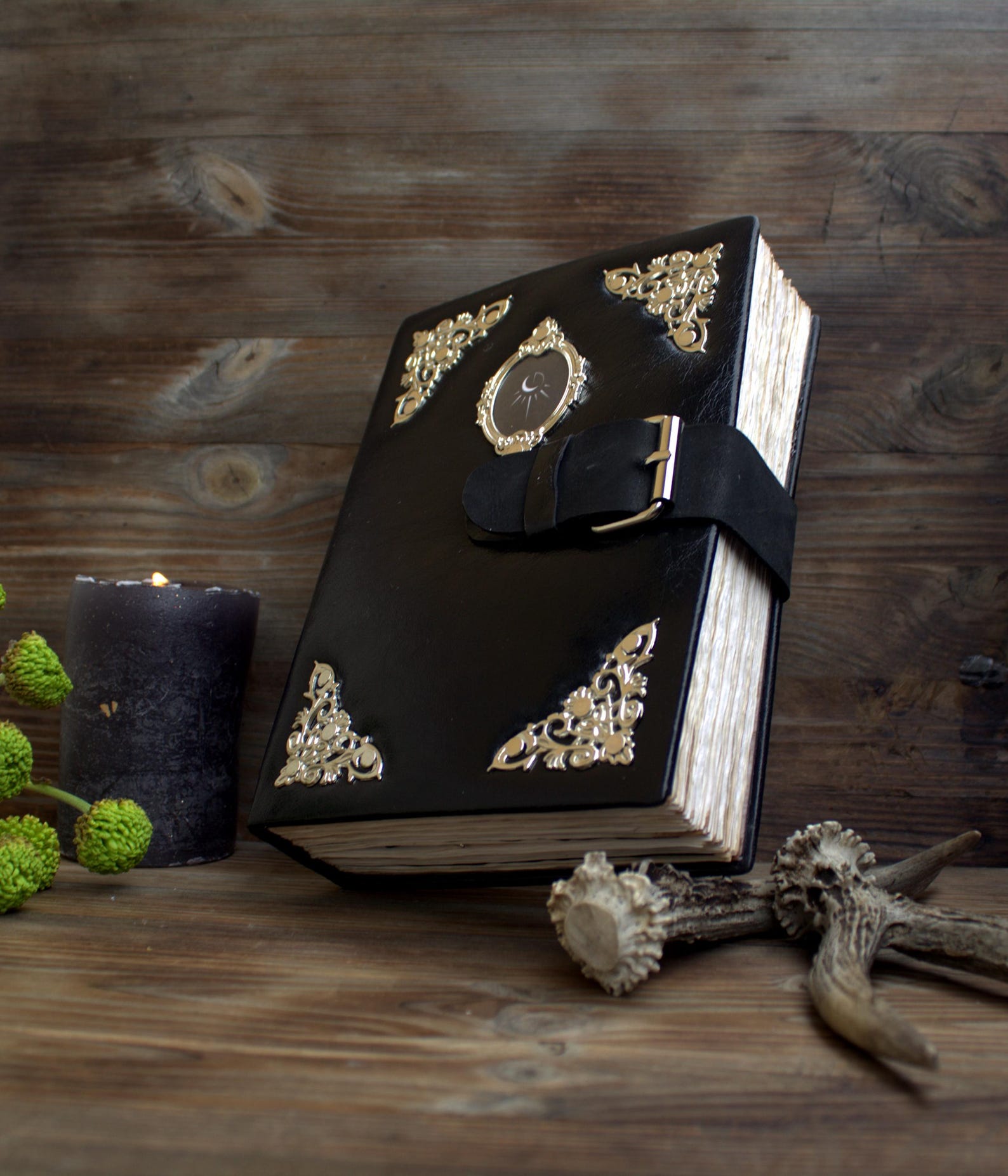 Handmade Leather Grimoire, Book of Shadows, Vintage Witchcraft Journal ...