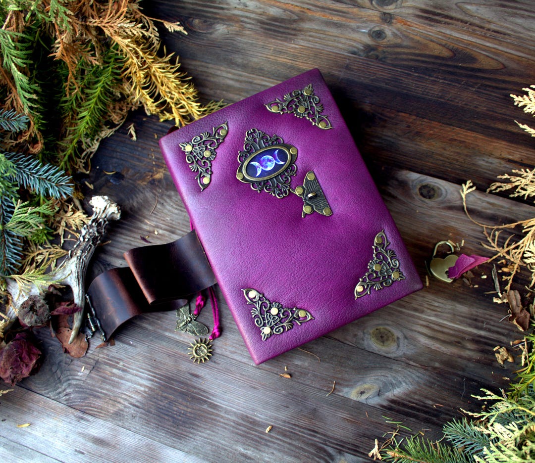 Pink Grimoire Journal With Lock and Key, Purple Locked Notebook,journal Lock Vintage, Locking ...