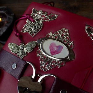 Grimoire With Lock Luna, Book of Shadows Red Heart ,blank Journal ...