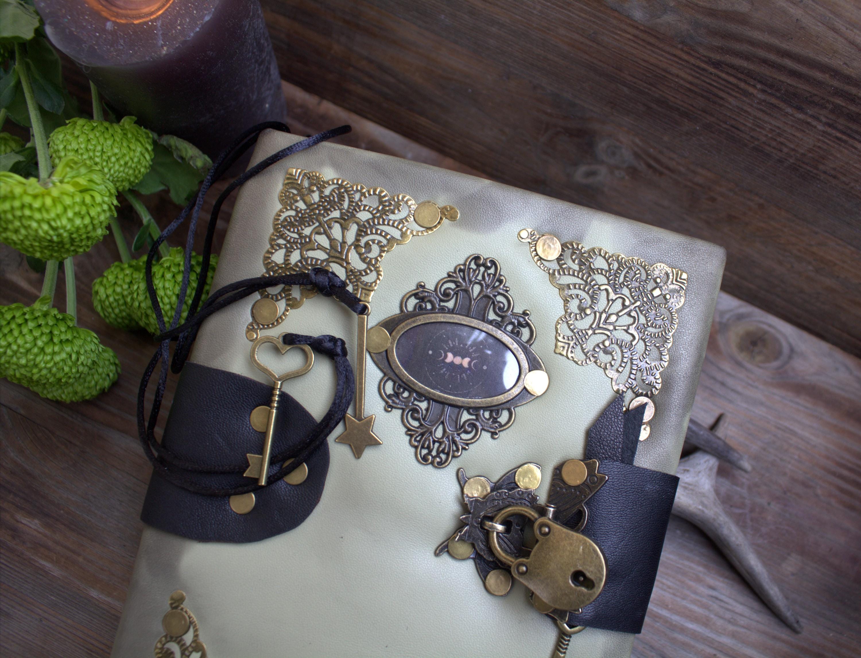 Handmade Leather Grimoire, Witchcraft Book of Shadows, Antique Style - Etsy