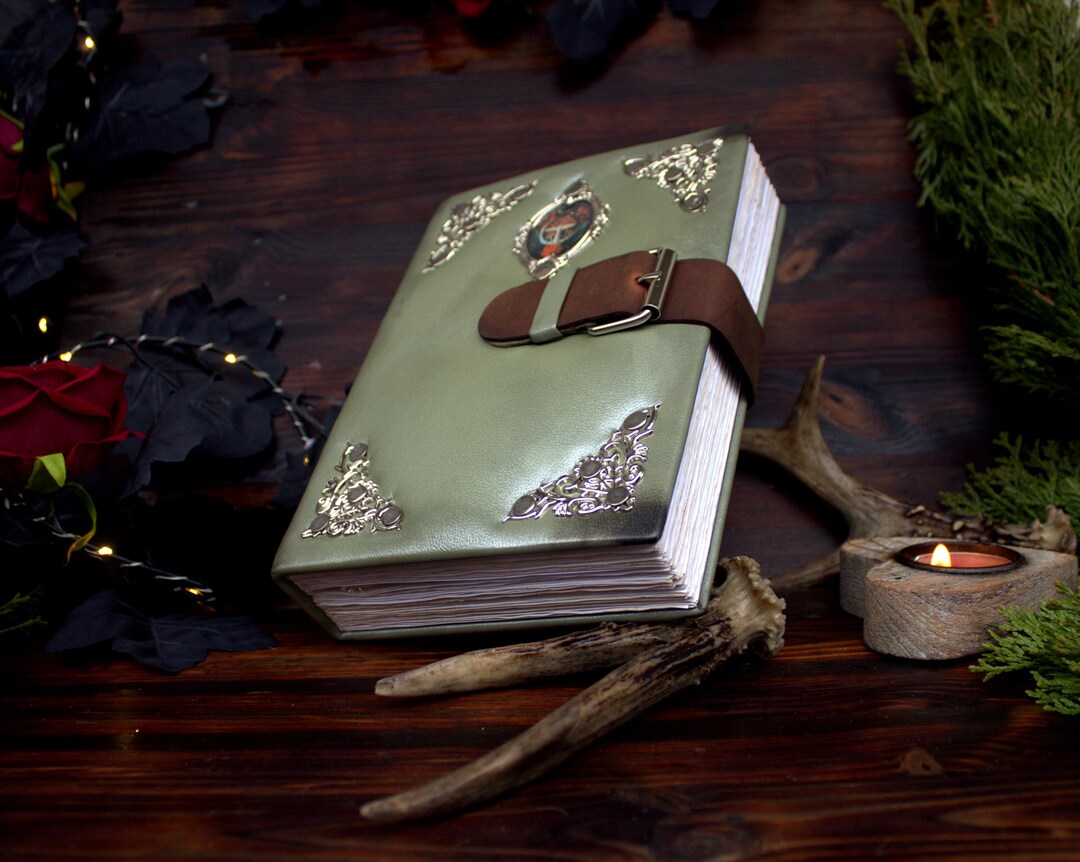 Thick Green Witch Grimoire ,book of Shadows Handmade,locking Diary 400 ...