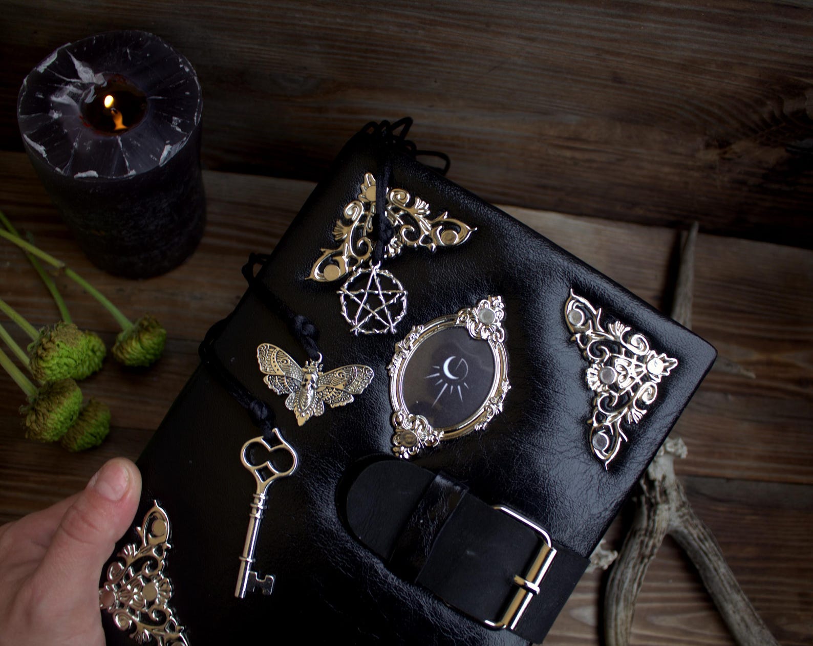 Handmade Leather Grimoire, Book of Shadows, Vintage Witchcraft Journal ...