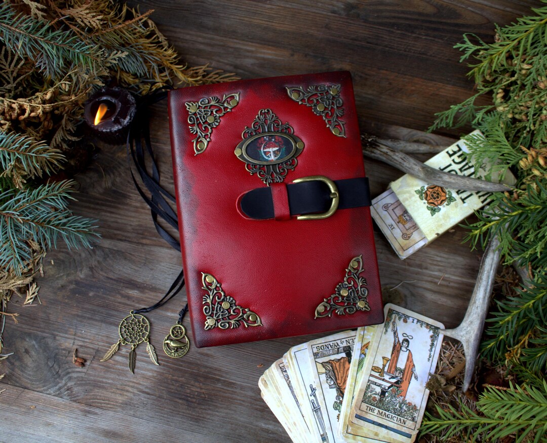 Leather Large Grimoire, Witches Journal,old Style Grimoire, Gothic ...