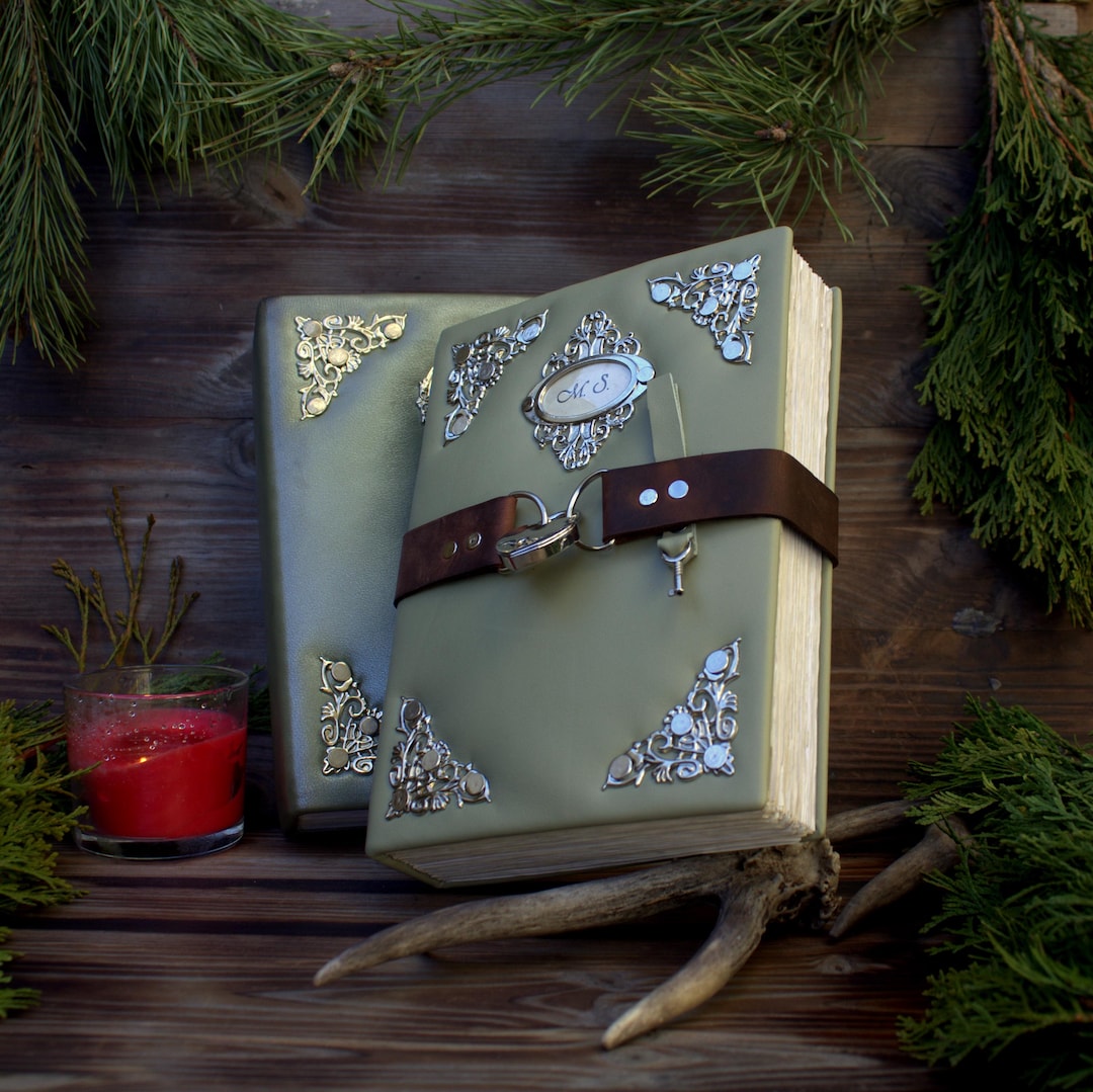 Thick Green Witch Grimoire ,book of Shadows Handmade,locking Diary 400 ...