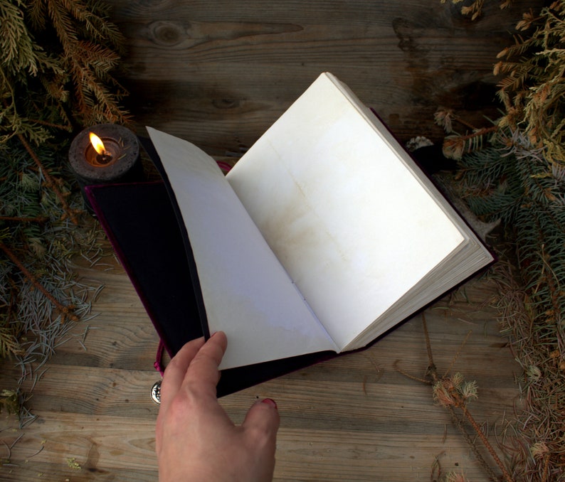 Handmade Book of Shadows Journal, Handmade Journal Velvet, Grimoire ...