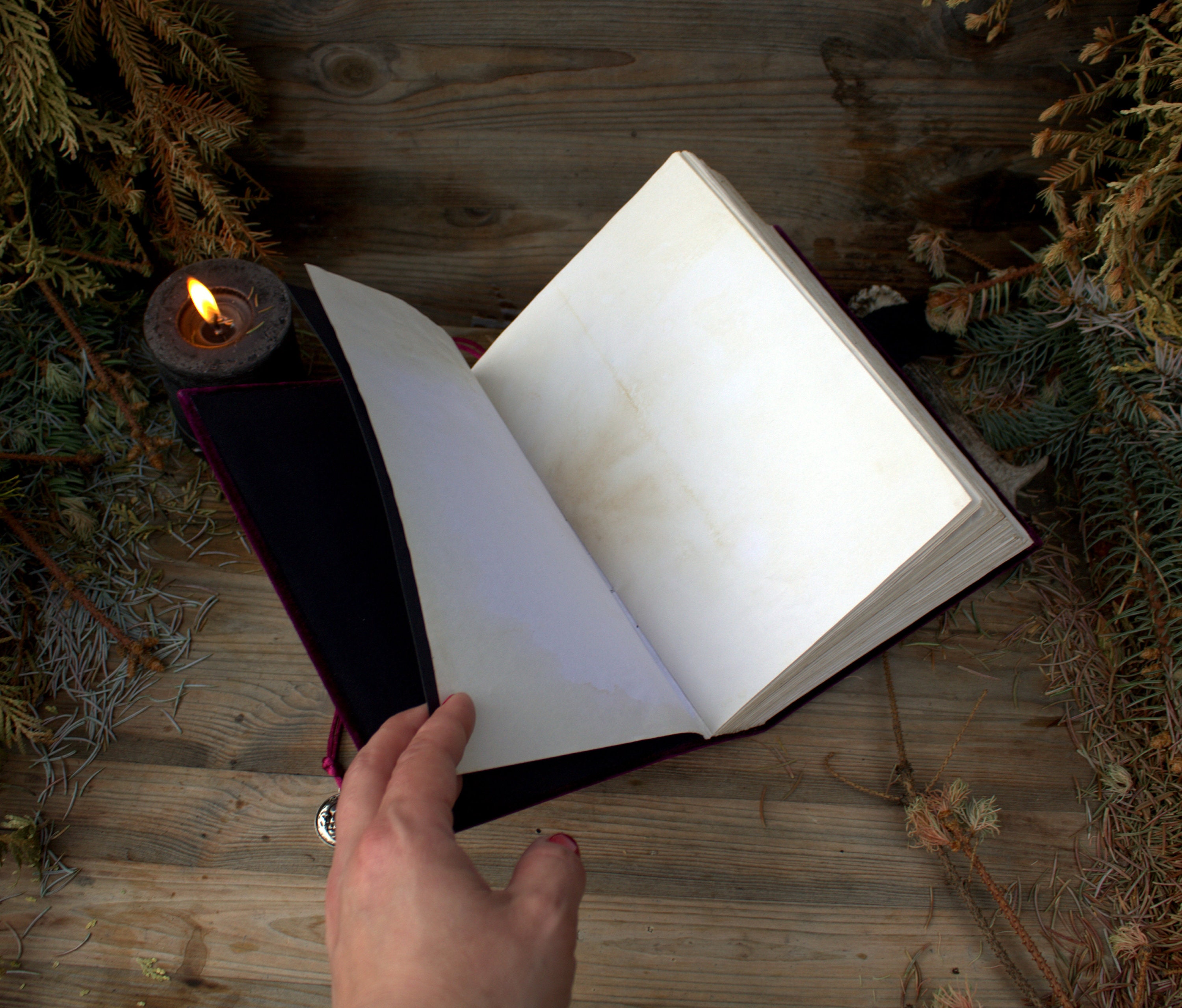 Handmade Book of Shadows Journal, Handmade Journal Velvet, Grimoire ...