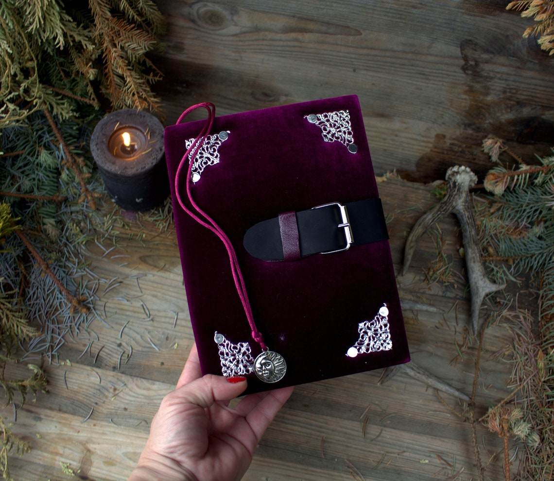 Handmade Book of Shadows Journal, Handmade Journal Velvet, Grimoire ...