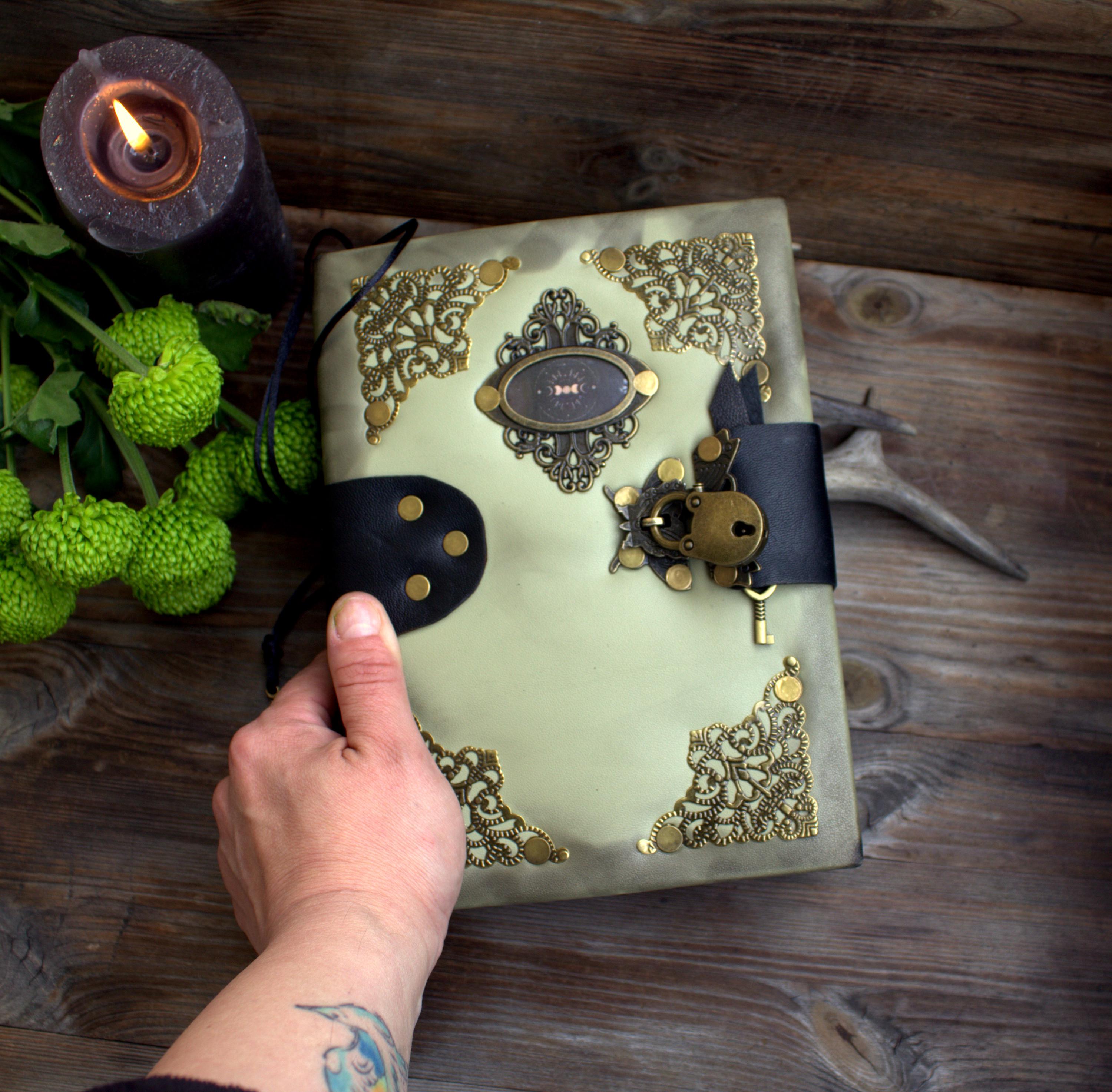 Handmade Leather Grimoire, Witchcraft Book of Shadows, Antique Style - Etsy