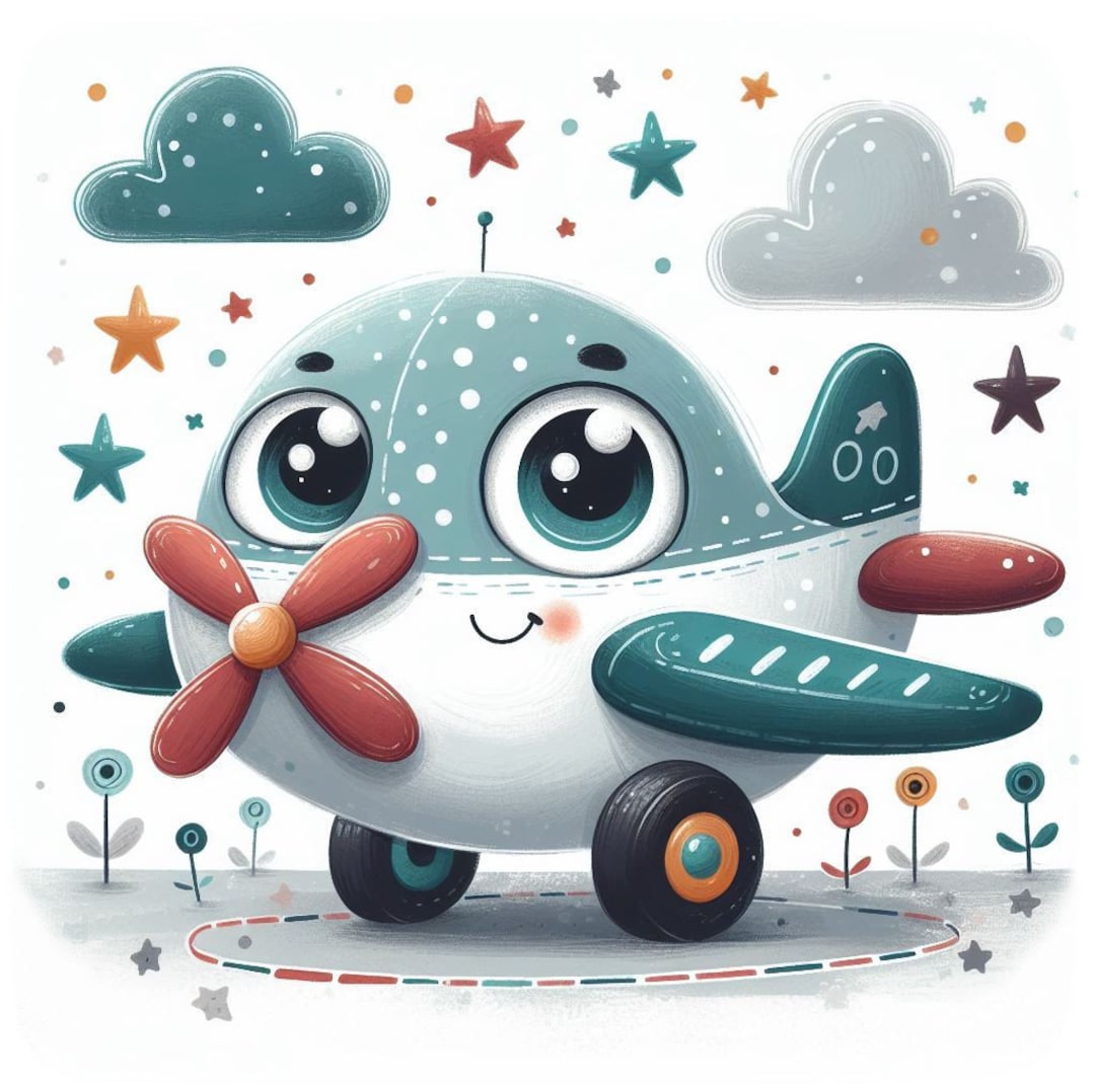 Cute Plane Clipart, 10 JPG Image Bundle. Kids Room & Nursery Wall Art ...