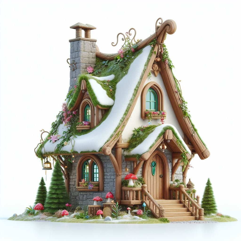 Elf House Clipart, 10 JPG Images. COMMERCIAL USE. Paper Craft, Card ...