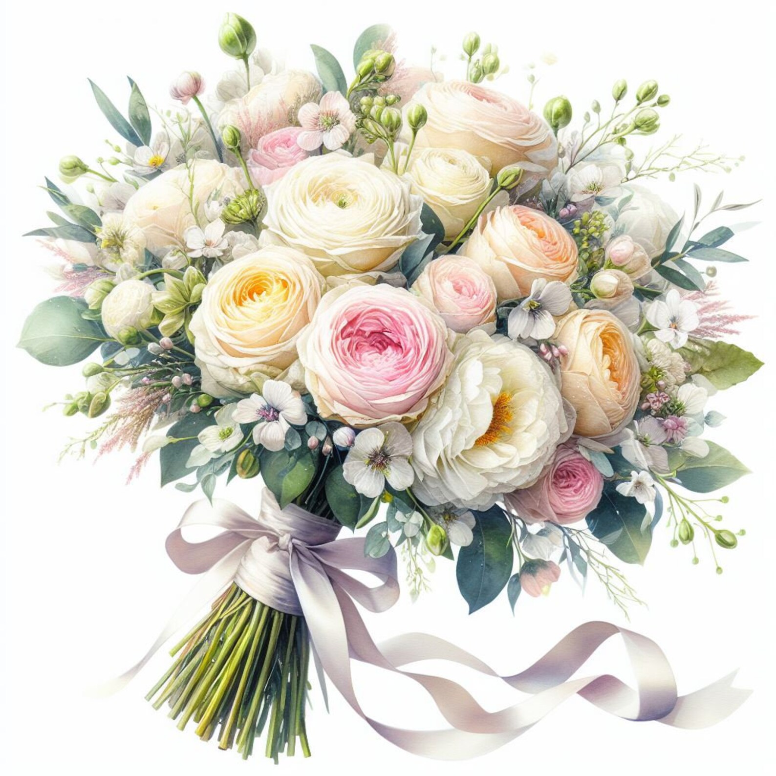 Wedding Bridal Bouquet Clipart. 10 JPG High Quality Watercolor ...