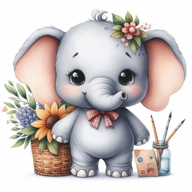 Cute Elephant Clipart, 10 JPG High Quality Images. COMMERCIAL USE ...