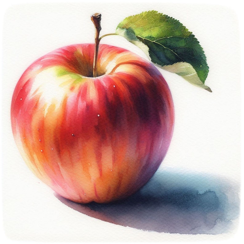 Apple Clipart. 10 JPG High Quality Watercolor Paintings. COMMERCIAL USE ...