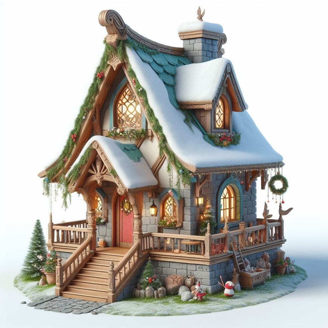 Elf House Clipart, 10 JPG Images. COMMERCIAL USE. Paper Craft, Card ...