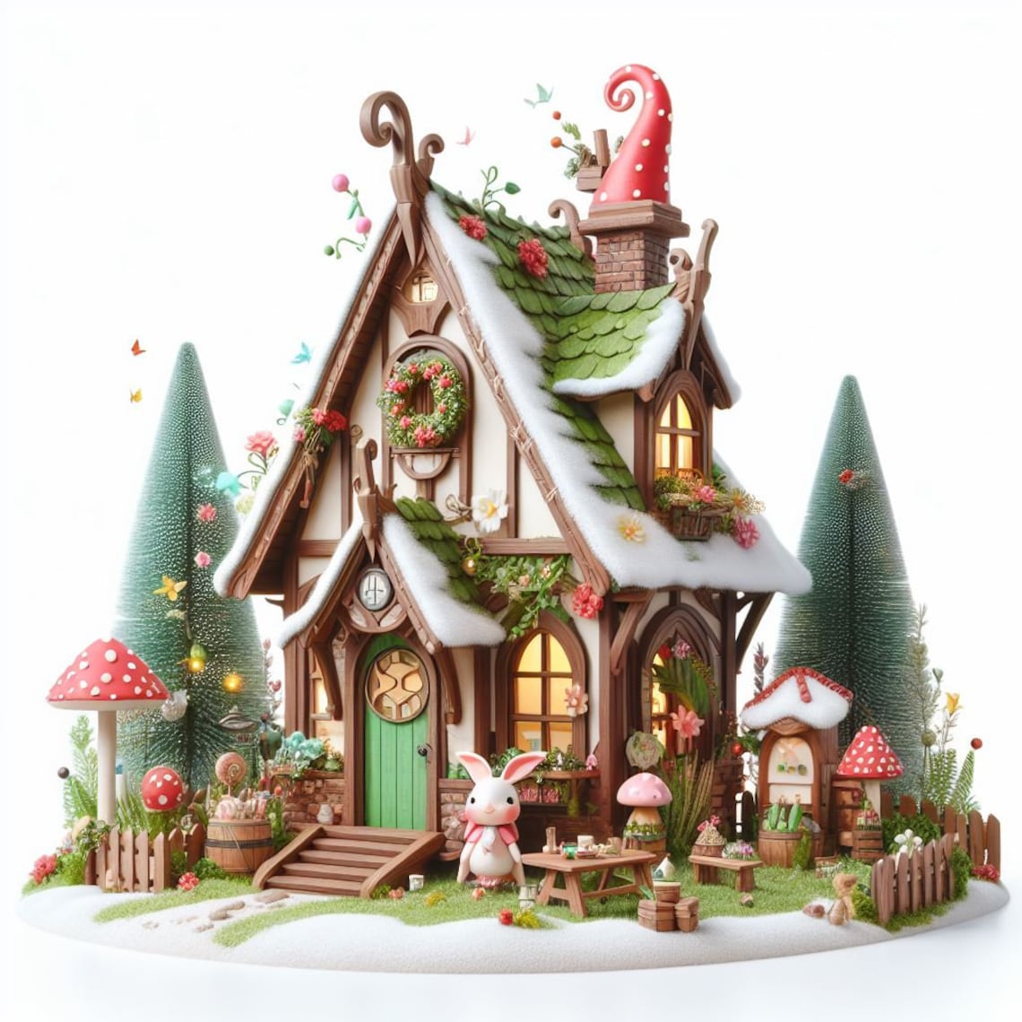Elf House Clipart, 10 JPG Images. COMMERCIAL USE. Paper Craft, Card ...