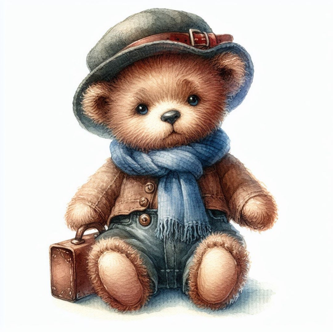 Vintage Teddy Bear Clipart, 10 JPG Image Bundle. COMMERCIAL USE. Paper ...