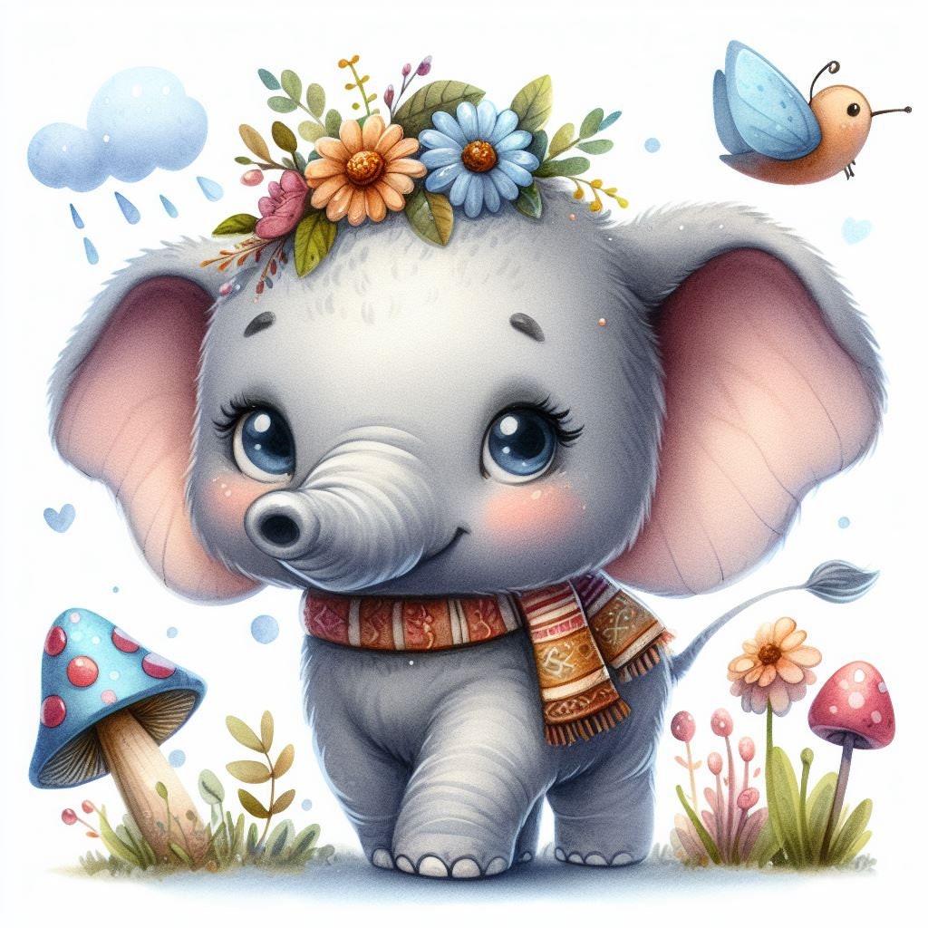 Cute Elephant Clipart, 10 JPG High Quality Images. COMMERCIAL USE ...