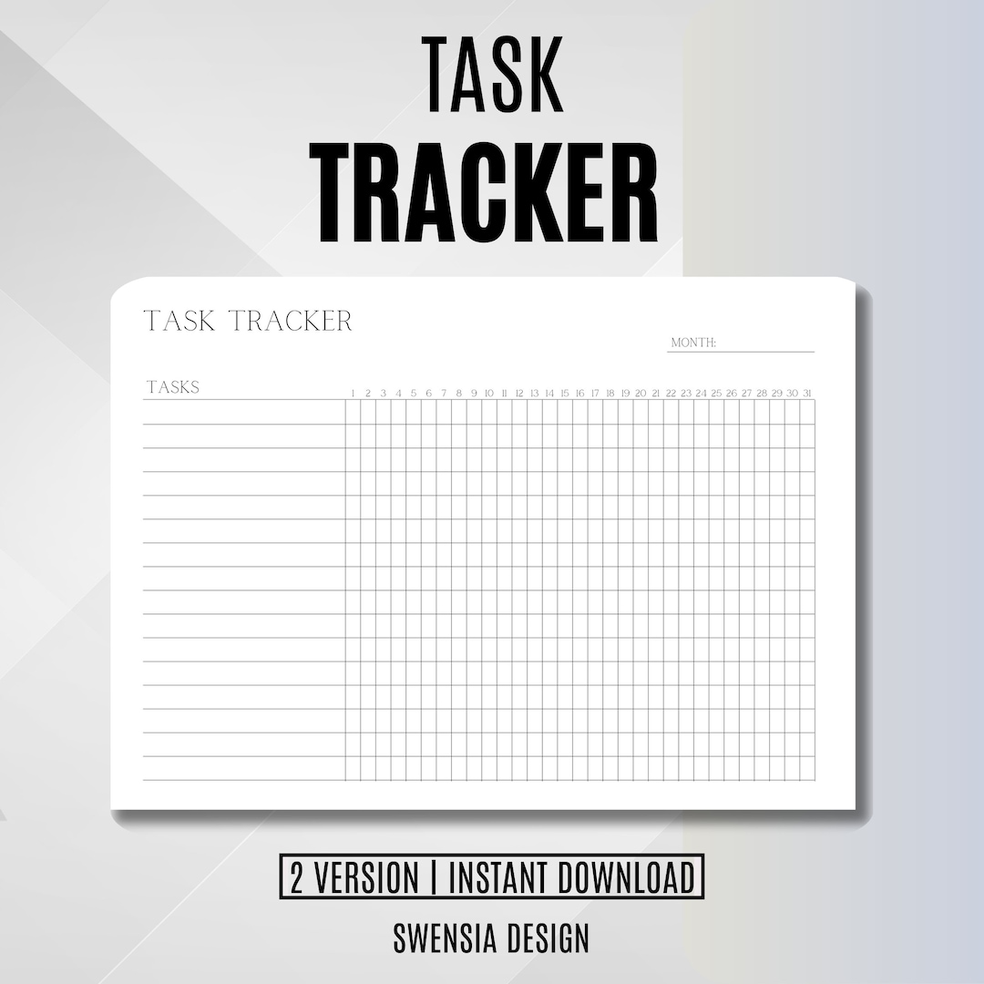 Monthly Task Tracker Printable Landscape, Task Tracker Template ...