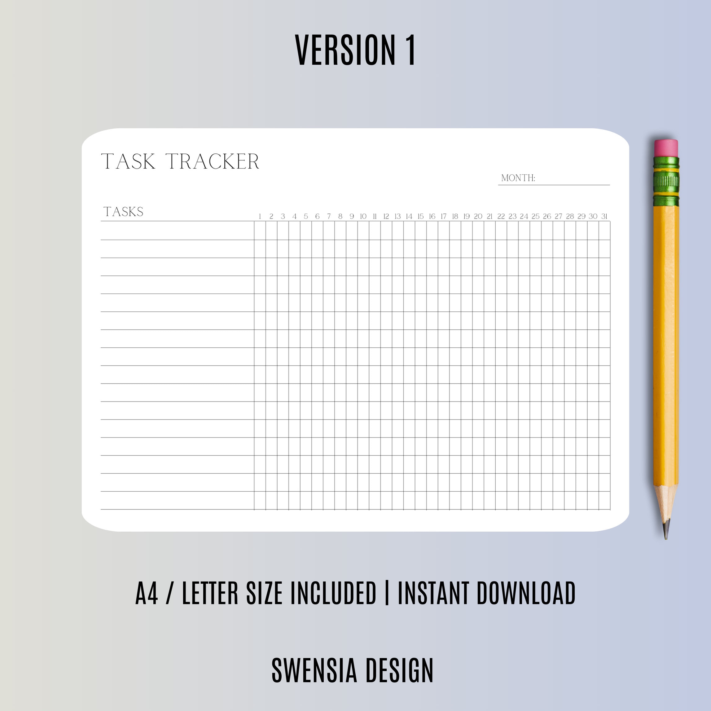 Monthly Task Tracker Printable Landscape, Task Tracker Template ...