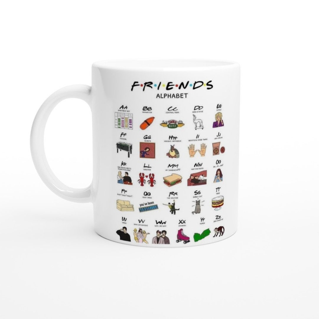 Friends TV Show Alphabet Coffee Cup Mug Funny Comedy Gift Chandler Bing ...