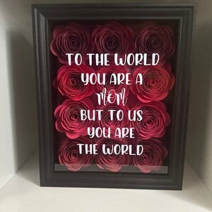 Handmade Paper Rose Shadow Box - Customizable Text - Red Shades ...