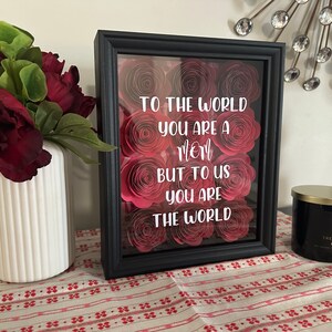Handmade Paper Rose Shadow Box - Customizable Text - Red Shades ...