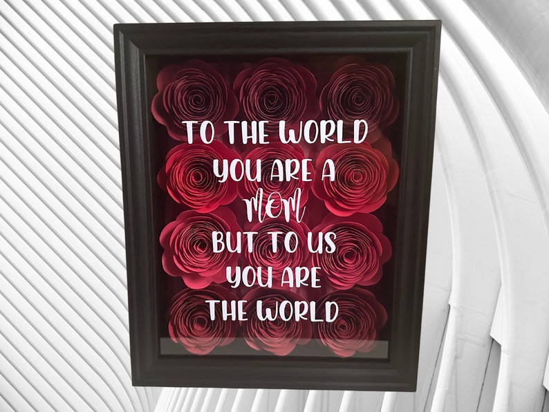 Handmade Paper Rose Shadow Box - Customizable Text - Red Shades ...