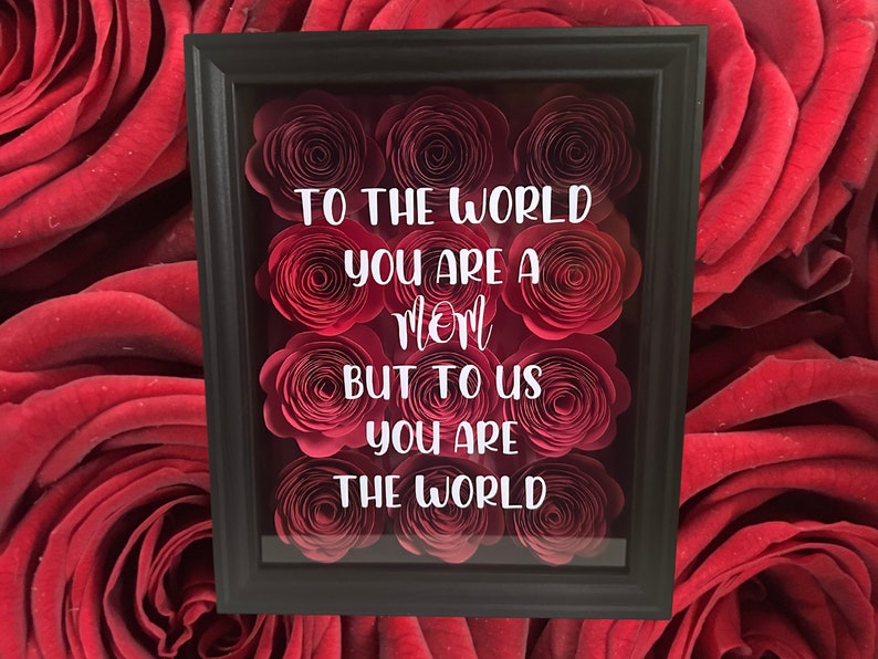Handmade Paper Rose Shadow Box - Customizable Text - Red Shades ...