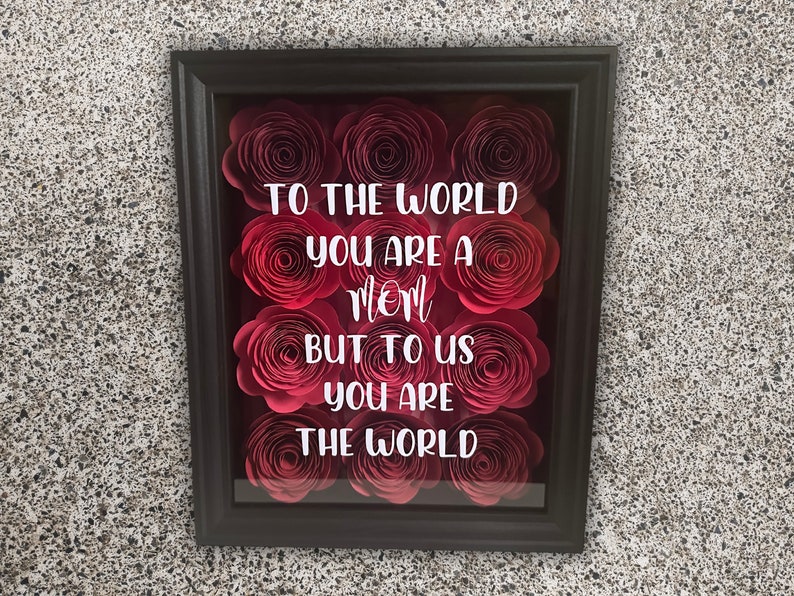 Handmade Paper Rose Shadow Box - Customizable Text - Red Shades ...