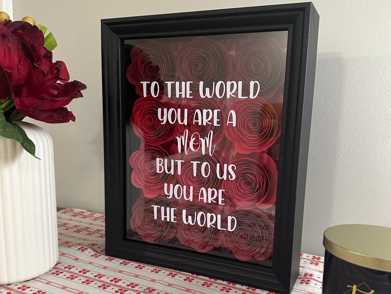 Handmade Paper Rose Shadow Box - Customizable Text - Red Shades ...