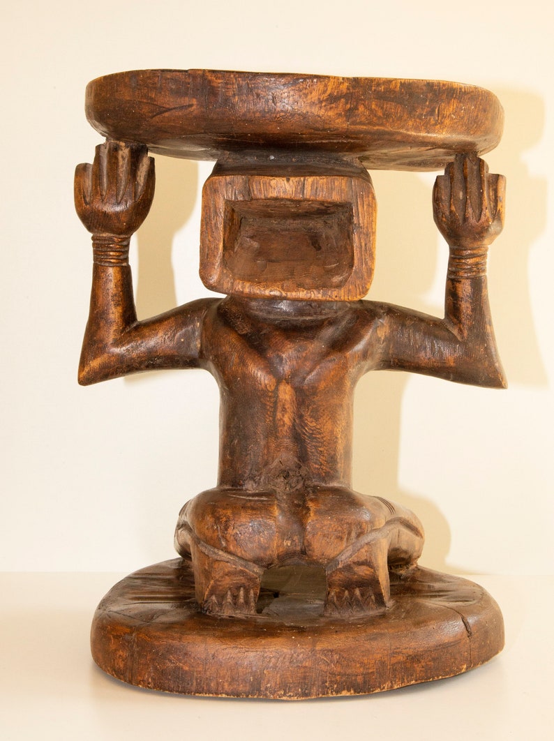 Caryatid Stool African Wooden Hand Carved Luba Stool Congo 1940s in ...