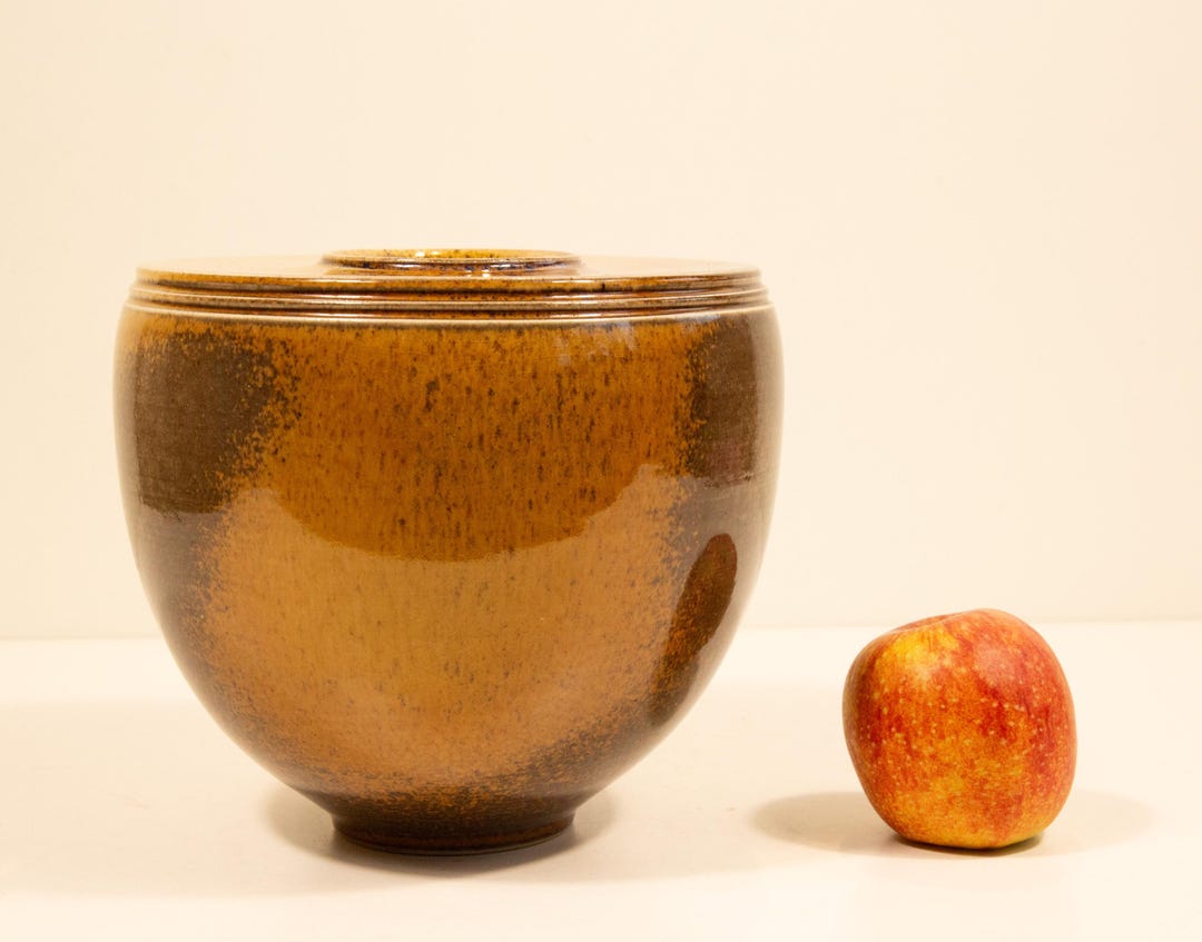 Vintage Mid-century Dutch Studio Design Vase in Brown and Yellow ...