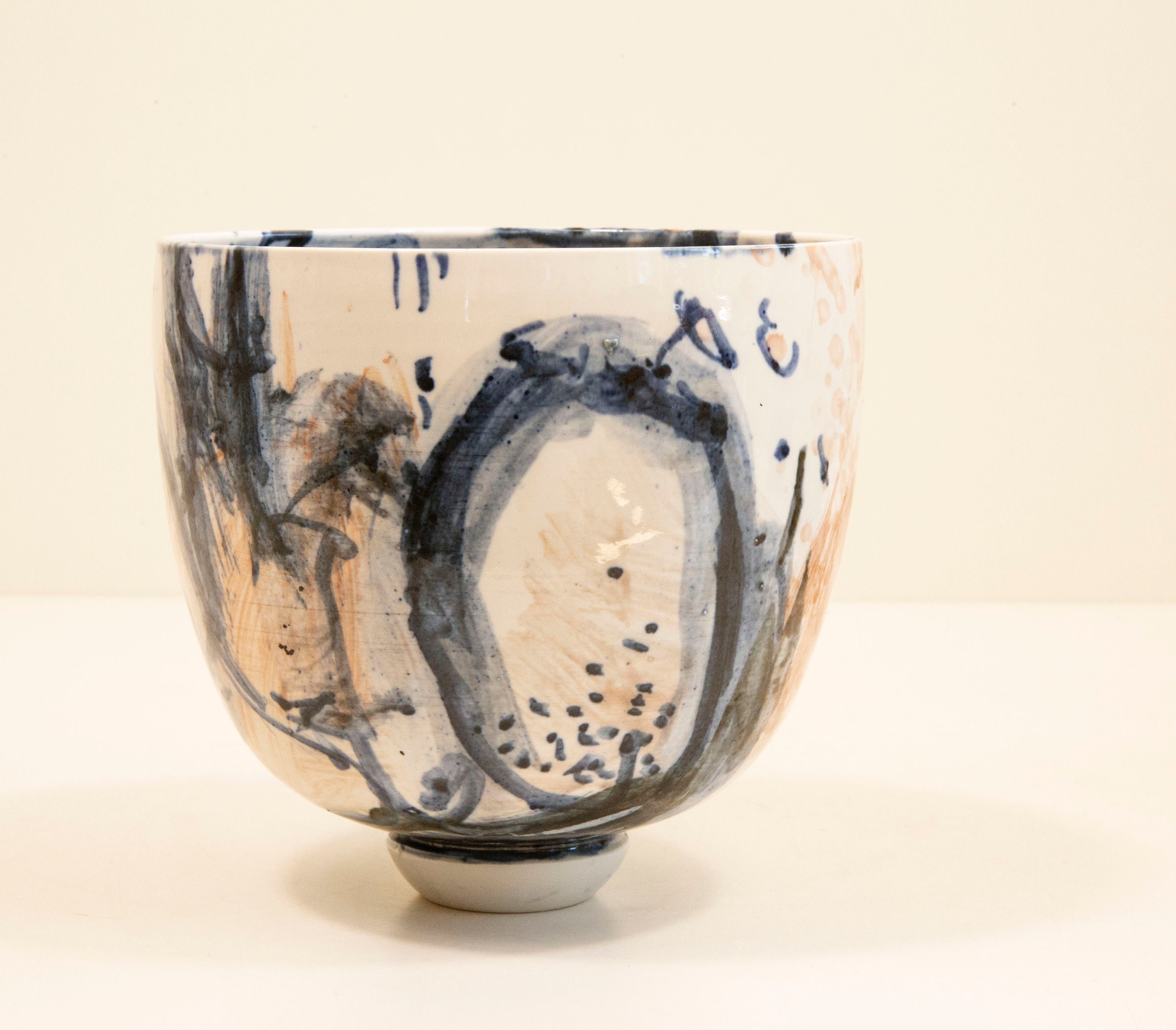 Gert De Rijk Porcelain Bowl Vase With Abstract Painting Utrecht, the ...
