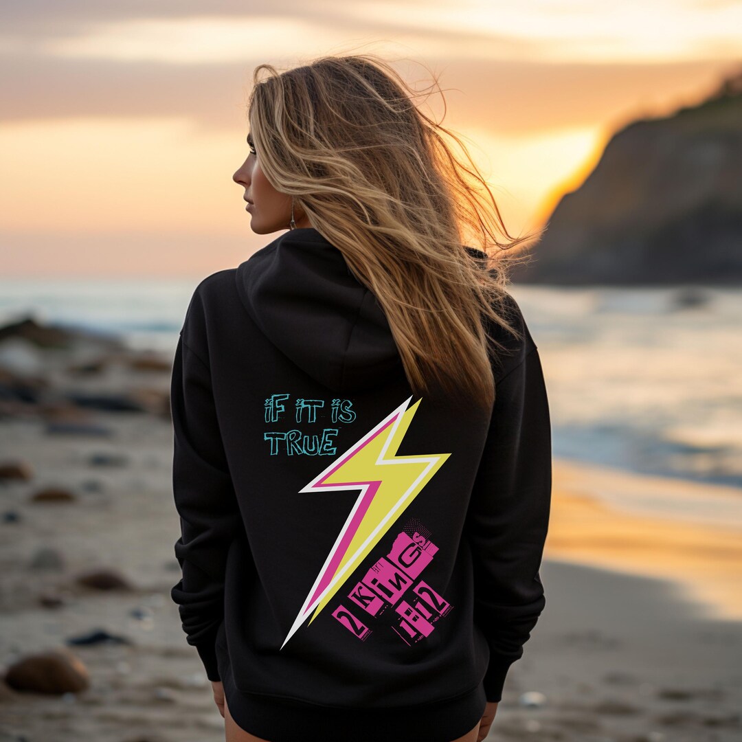 Christian 90's Colored lightning Bolt Unisex Fleece Hoodie, Inspired by ...