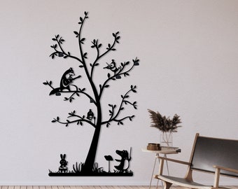 Large Tree Coat Rack Wall Mount, Metal Wall Art, Modern Entryway ...